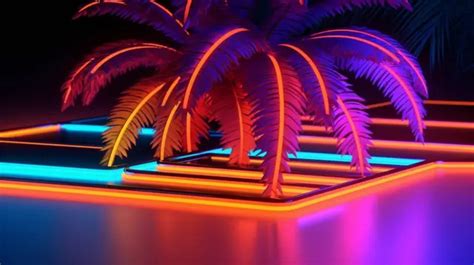 네온 조명 손바닥과 추상 모양 컴포지션의 3d 렌더링 네온 컬러 형광등 주도 배경 배경 일러스트 및 사진 무료 다운로드 Pngtree