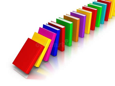 Row Of Colourful Books Falling Like Domino Stock Illustration