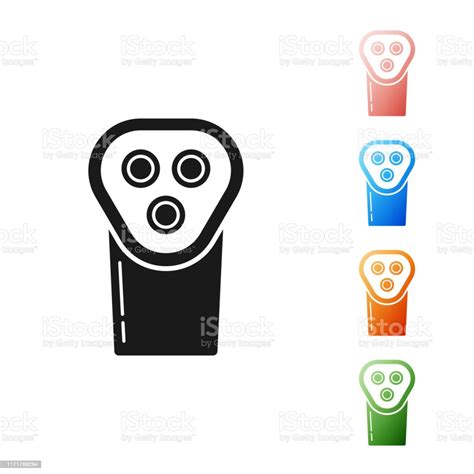 흰색 배경에 격리 된 검은 색 전기 헤어 클리퍼 또는 면도기 아이콘 이발소 기호입니다 다채로운 아이콘을 설정합니다 벡터 일러스트레이션 0명에 대한 스톡 벡터 아트 및 기타