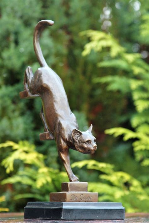 Beeld Kat Van De Trap 30 Cm Brons Marmer Online Veiling Catawiki