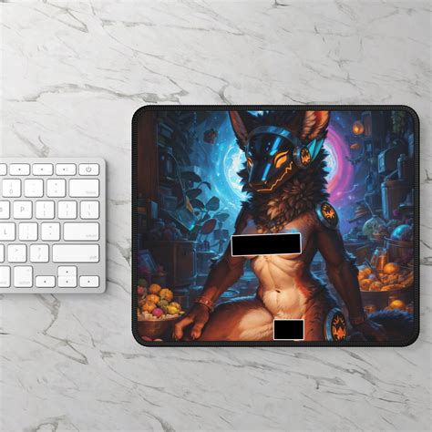 Sexy Cyborg Furry Girl Mousepad NSFW Anthro Computer Accessories And Decor Mature Content