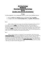 AP Psychology Module Developmental Psychology Gender And Sexual Orientation Docx AP