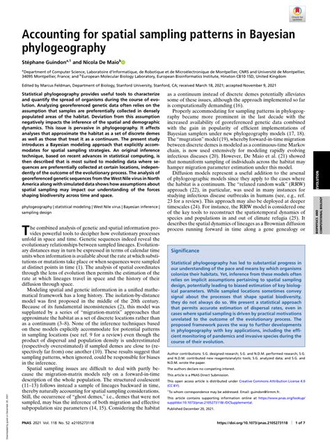 Pdf Accounting For Spatial Sampling Patterns In Bayesian Phylogeography