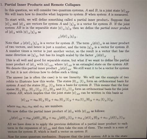 Solved 1 Partial Inner Products And Remote Collapses In