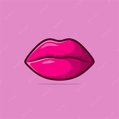 Premium Vector Womans Lips With Pink Lipstick And Kiss Gesture