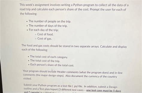 Solved This Weeks Assignment Involves Writing A Python