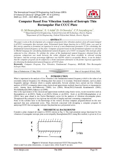 Pdf Computer Based Free Vibration Analysis Of Isotropic Thin Rectangular Flat Cccc Plate