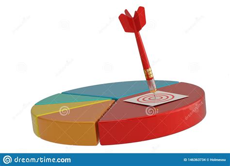Pie Chart And Darts Isolated On White Background D Illustration Stock Illustration