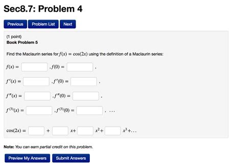 Solved Sec87 Problem 3 Previous Problem List Next 1 Point