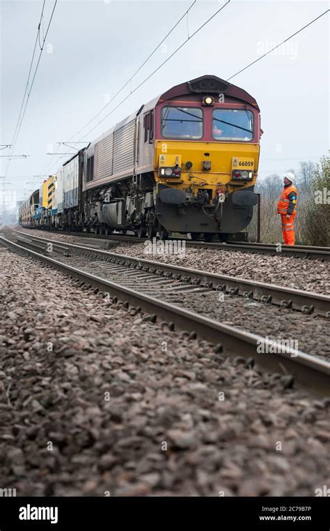 Class 66 Diesel Locomotive In Ews Livery Hauling Network Rail Ballast