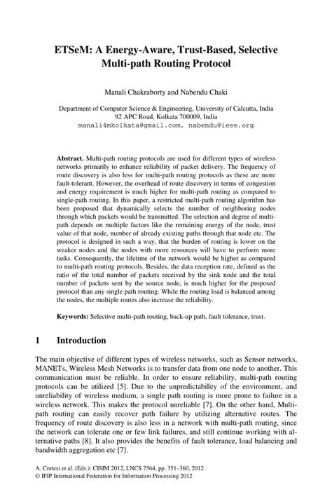 Pdf Etsem A Energy Aware Trust Based Selective Multi Path Routing Protocol