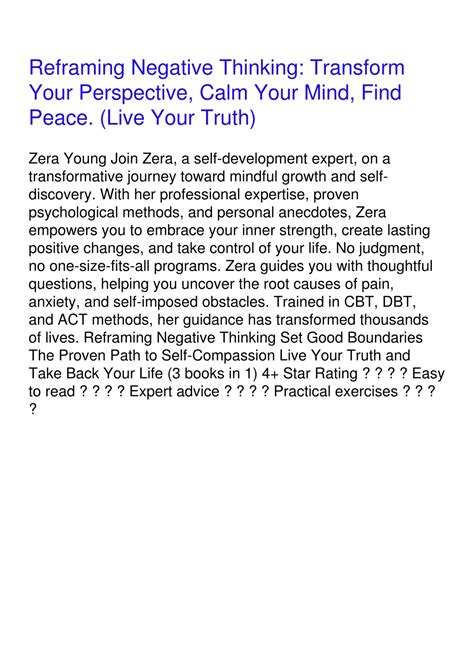 Ppt Pdf Reframing Negative Thinking Transform Your Perspective Calm Your Mind Find