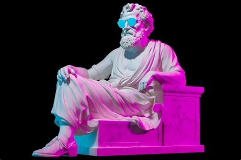 Premium Ai Image A White Statue Of Plato In A Cool Pose Wearing