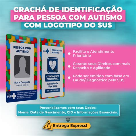Crachá E Cordão Do Sus Autista Quebra Cabeça Porta Crachá