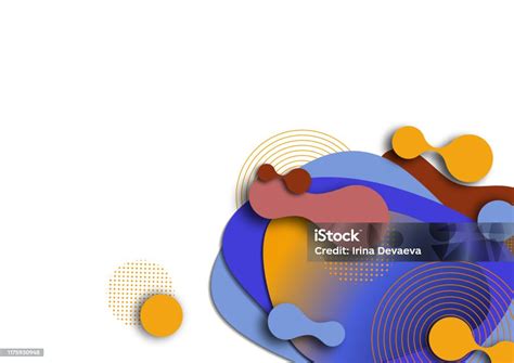 동적 색상 모양과 선 흰색 배경에 흐르는 액체 형태와 추상 적 구성 디자인 배너 전단지 또는 프리젠 테이션을위한 템플릿 갈색에