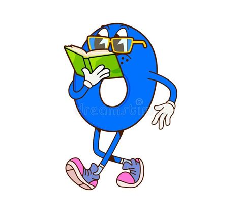 Cartoon Groovy Math Number Zero Reading Textbook Stock Vector Illustration Of Vintage Numeral