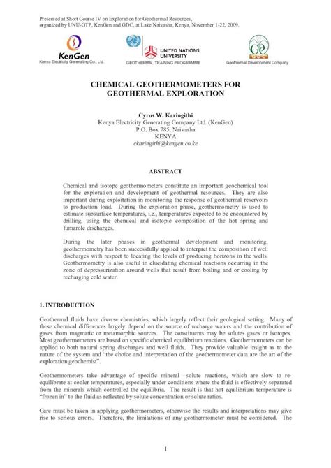 Pdf Chemical Geothermometers For Geothermal Exploration Dokumen Tips