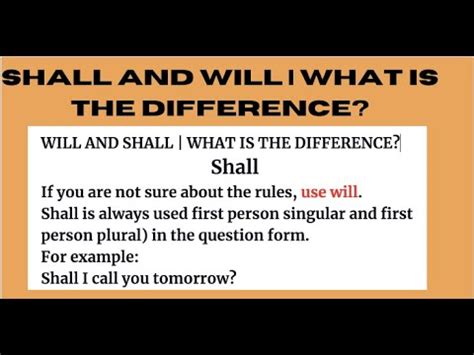 Shall And Will What Is The Difference YouTube