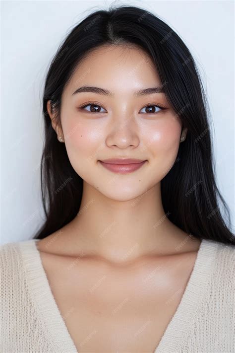 Premium Photo Beautiful Young Asian Woman On White Background Beautiful Woman Smiling