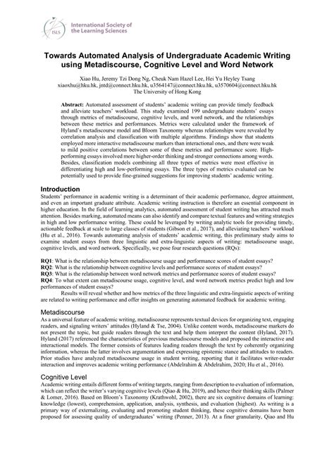 Pdf Towards Automated Analysis Of Undergraduate Academic Writing Using Metadiscourse