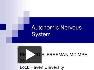 Autonomic Nervous System Presentation Free To View