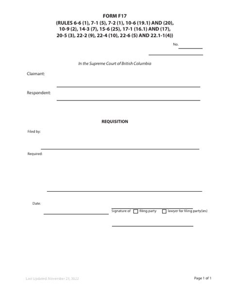 Form F17 Download Fillable Pdf Or Fill Online Requisition British Columbia Canada Templateroller
