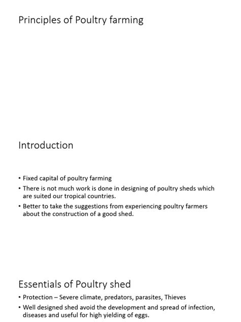 Principals And Management Of Poultry Farming Pdf Broiler Chicken
