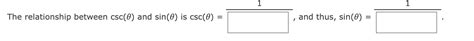Solved The Relationship Between Csc θ ﻿and Sin θ ﻿is