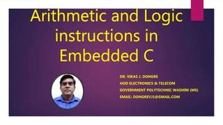 Arithmetic And Logic Operations In C PPT
