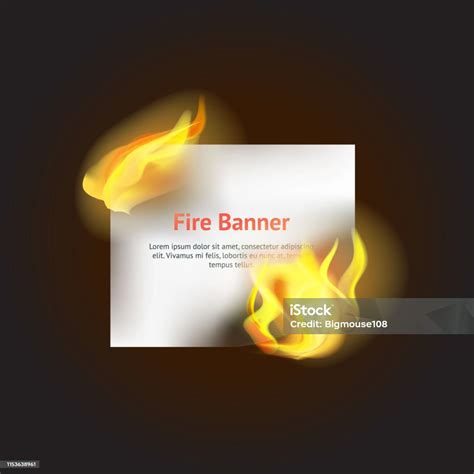 뜨거운 불꽃 요소와 현실적인 상세한 3d 화재 배너입니다 벡터 불에 대한 스톡 벡터 아트 및 기타 이미지 불 태우기 3차원 형태 Istock