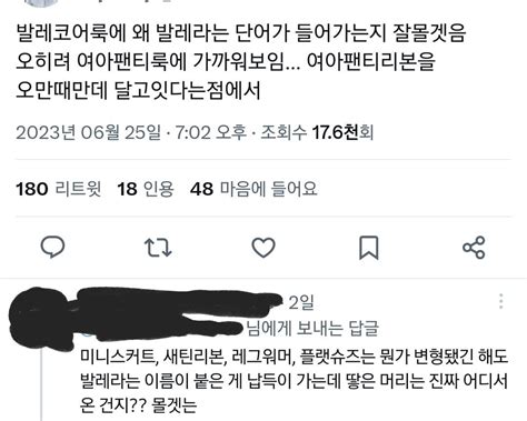 요즘 유행하는 발레코어룩 입고 현타 온 유튜버 Twt 인스티즈 Instiz 이슈 카테고리