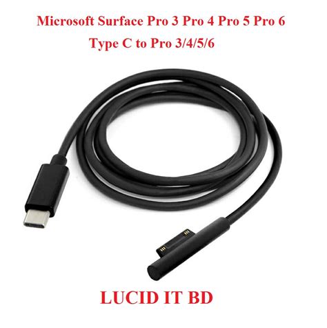Type C USB C DC 12 15V To Microsoft Surface Pro 3 Pro 4 Pro 5 Pro 6 Charging Cable Lucid IT BD
