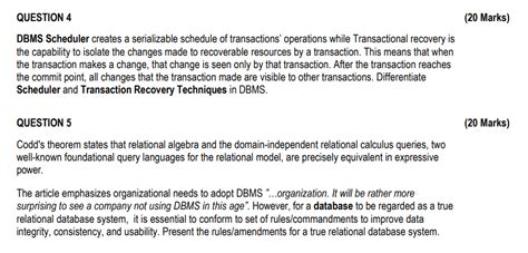 Solved Dbms Scheduler Creates A Serializable Schedule Of