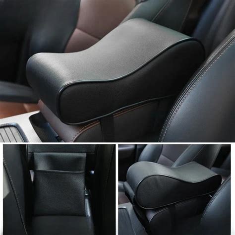 Reposabrazos Central De Cuero Para Coche Almohadilla Suave Negro