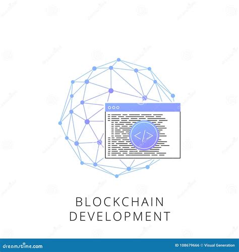 Neon Blockchain Development Vector Line Icon Stock Vector