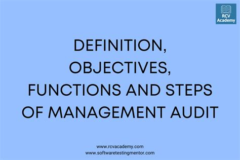 Definition Objective Functions And Steps Of Management Audit Rcv