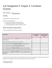 Lab Assignment 4 Chapter 4 Coordinate Systems Docx Lab Assignment 4