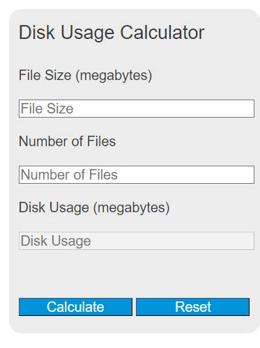 Disk Usage Calculator Calculator Academy