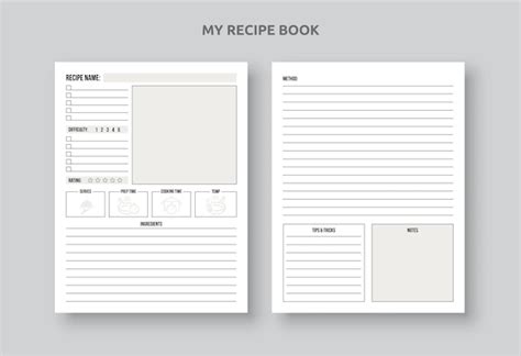 내 레시피 플래너 또는 요리 플래너 일지 프리미엄 벡터
