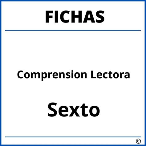 Fichas De Comprension Lectora Para Sexto Grado