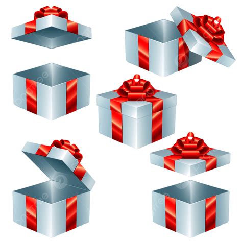빨간 리본과 리본이 있는 정사각형 선물 상자 Eps8 세트 리본 생일 Png 일러스트 및 벡터 에 대한 무료 다운로드 Pngtree