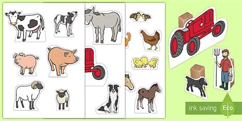 Animais Da Fazenda Figuras Para Recortar Twinkl