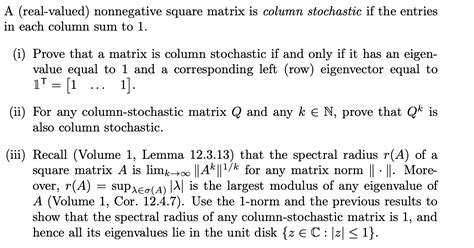 Solved A Real Valued Nonnegative Square Matrix Is Column Chegg