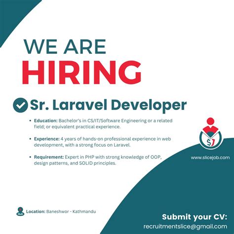 Slicejob Laraveldeveloper Seniordeveloper Laraveljobs Itjobsnepal Kathmandujobs Techjobs