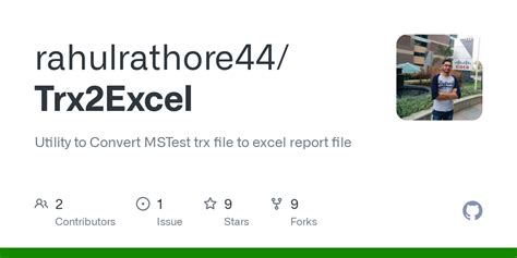 Github Rahulrathore44trx2excel Utility To Convert Mstest Trx File To Excel Report File