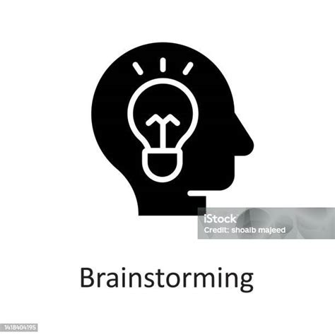 브레인 스토밍 벡터 솔리드 아이콘 디자인 일러스트 레이 션을 흰색 배경에 표시합니다 Eps 10 파일 0명에 대한 스톡 벡터 아트 및 기타 이미지 Istock