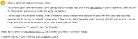 Missing Index Error After Installing Nextcloud 2601 Update ℹ️