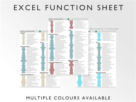 Microsoft Excel Functions Printable Excel Cheat Sheet Workbook Productivity Excel Formulas