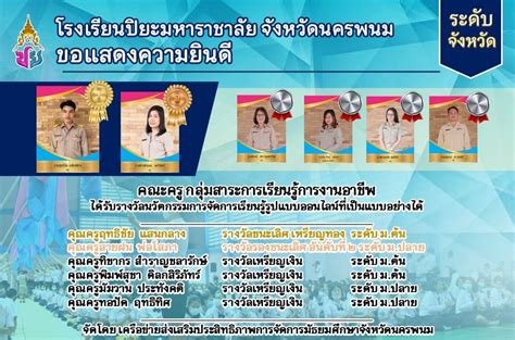โรงเรียนปิยะมหาราชาลัย ขอแสดงความยินดีกับคณะครู กลุ่มสาระการเรียนรู้การงานอาชีพ ได้รับรางวัล
