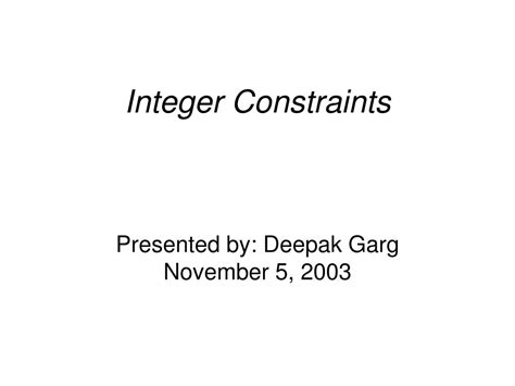 Ppt Integer Constraints Powerpoint Presentation Free Download Id